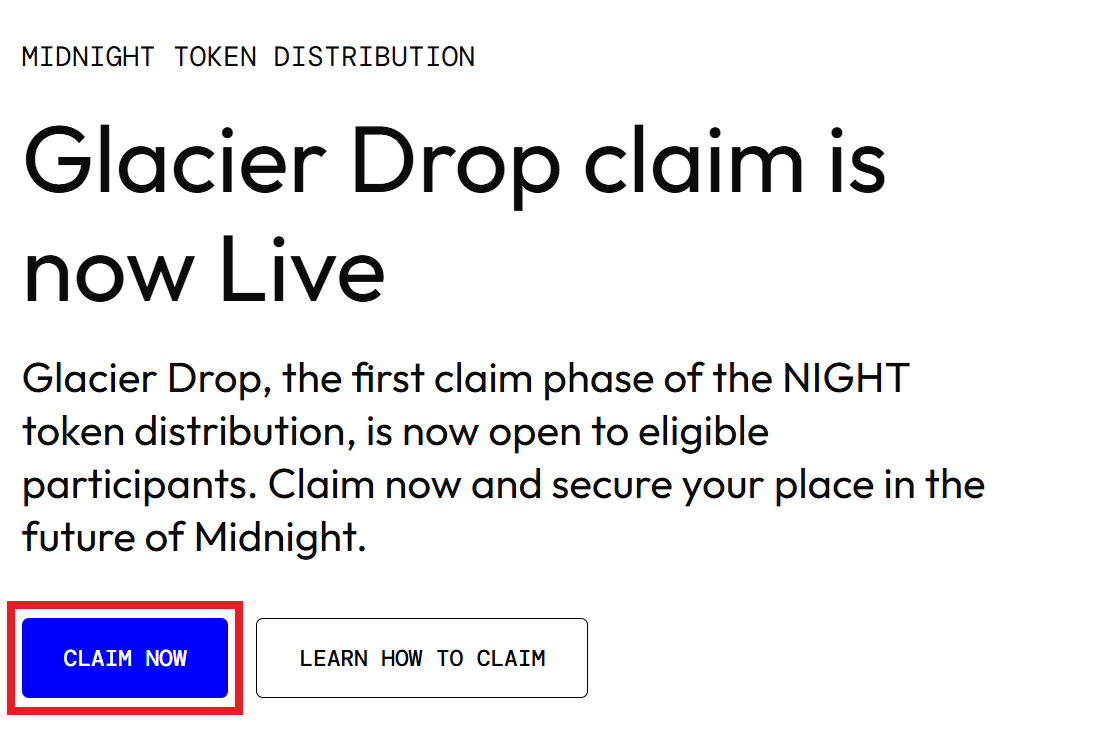Glacier DropでのNIGHTトークン請求方法
